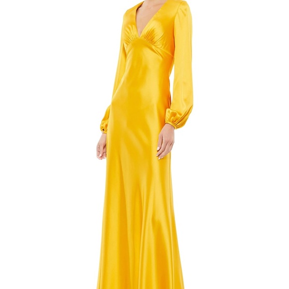 Mac Duggal | Dresses | Mac Duggal Vibrant Yellow Long Sleeve Dress ...